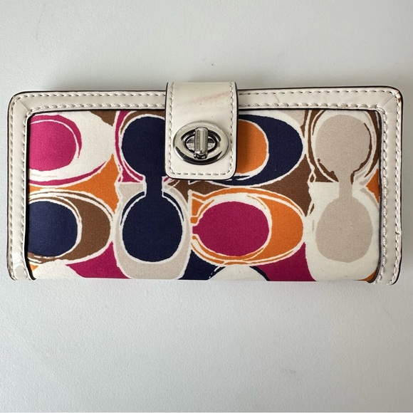 Coach | Bags | Coach Ashley Silk Scarf Print Long Turnlock Wallet ...